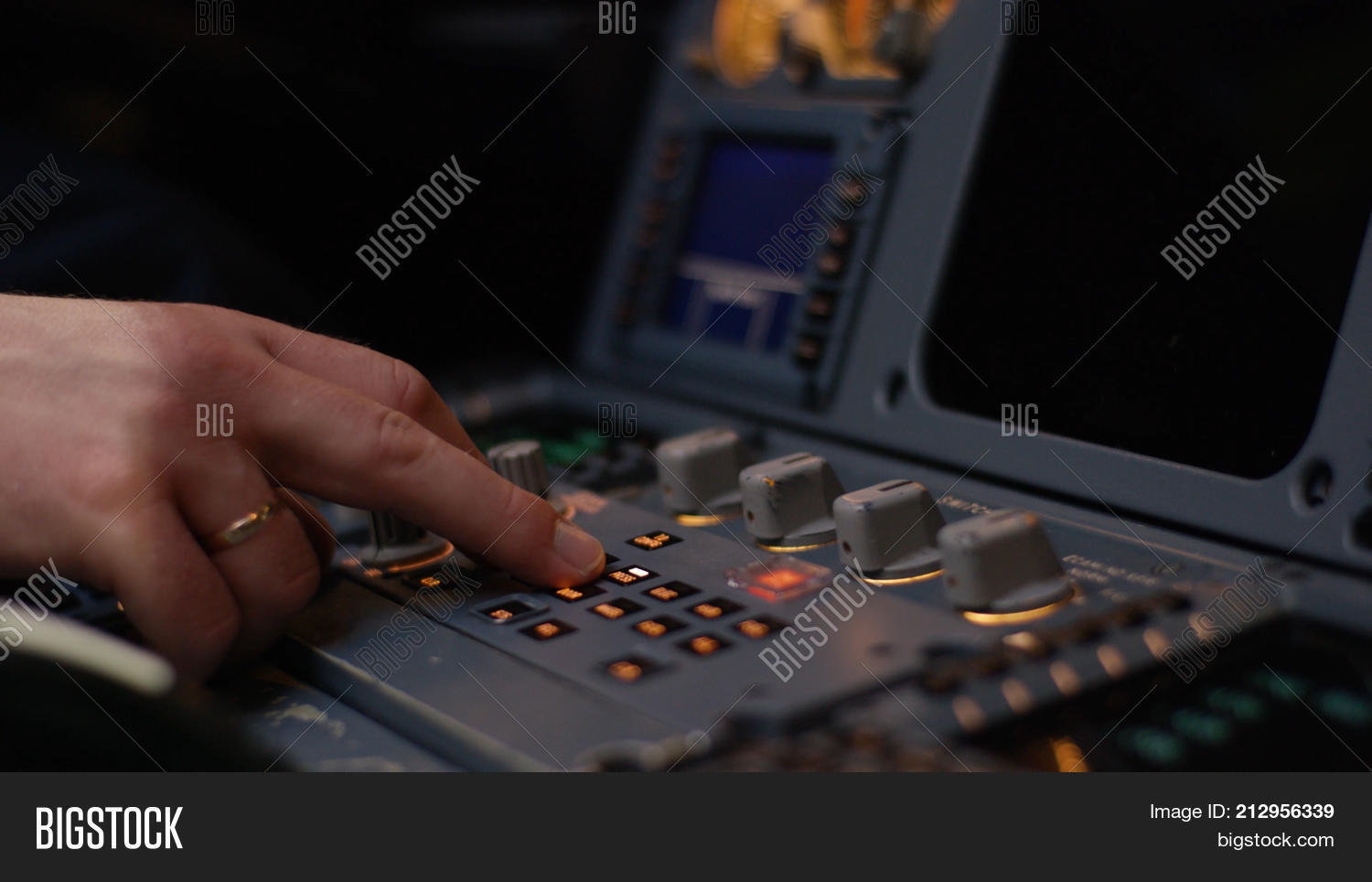 Autopilot control element of an airliner. Panel of switches on an ...