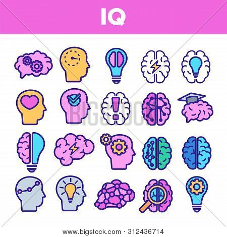Iq, Intellect Linear Icons Set. Intelligence Coefficient, Iq Thin Line ...