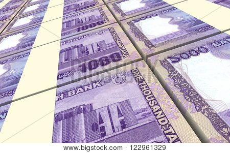 Bangladeshi taka bills stacks background. Computer generated 3D photo ...