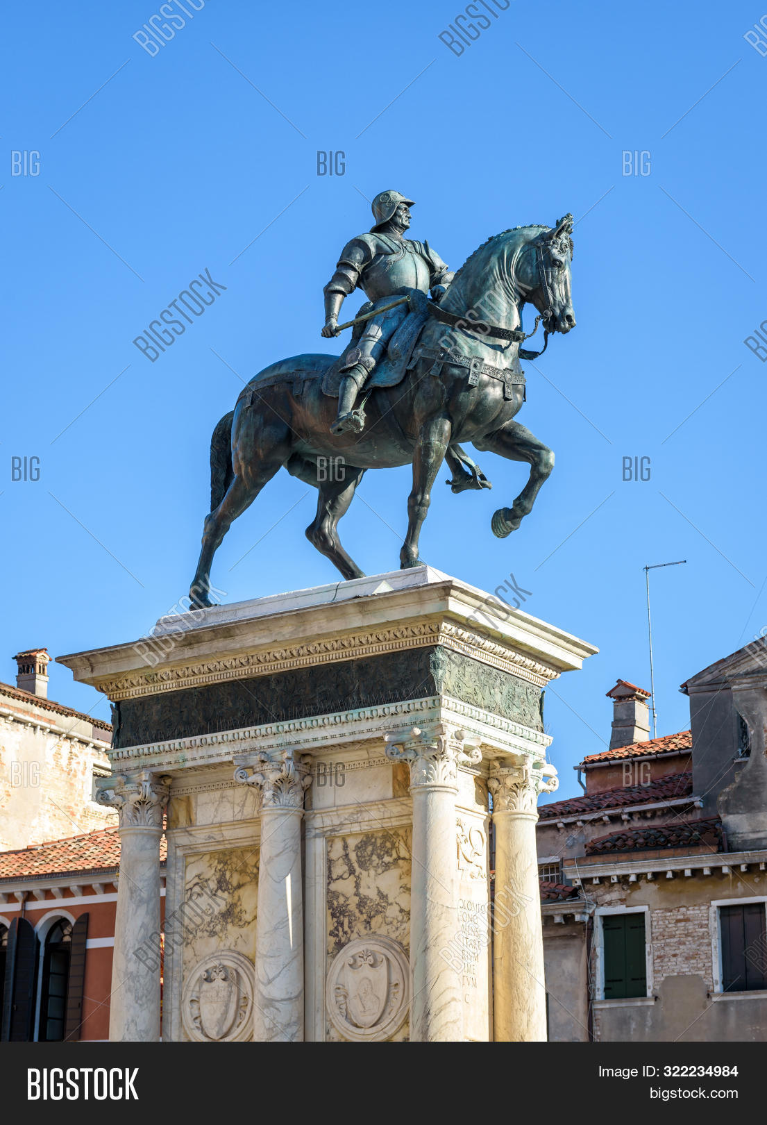 Statue Of Bartolomeo Colleoni Of 15th Century, Venice, Italy. Old ...