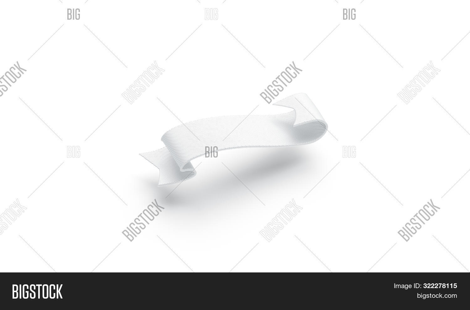 Blank White Swirl Banderole Mockup Isolated, Side View, 3d Rendering ...