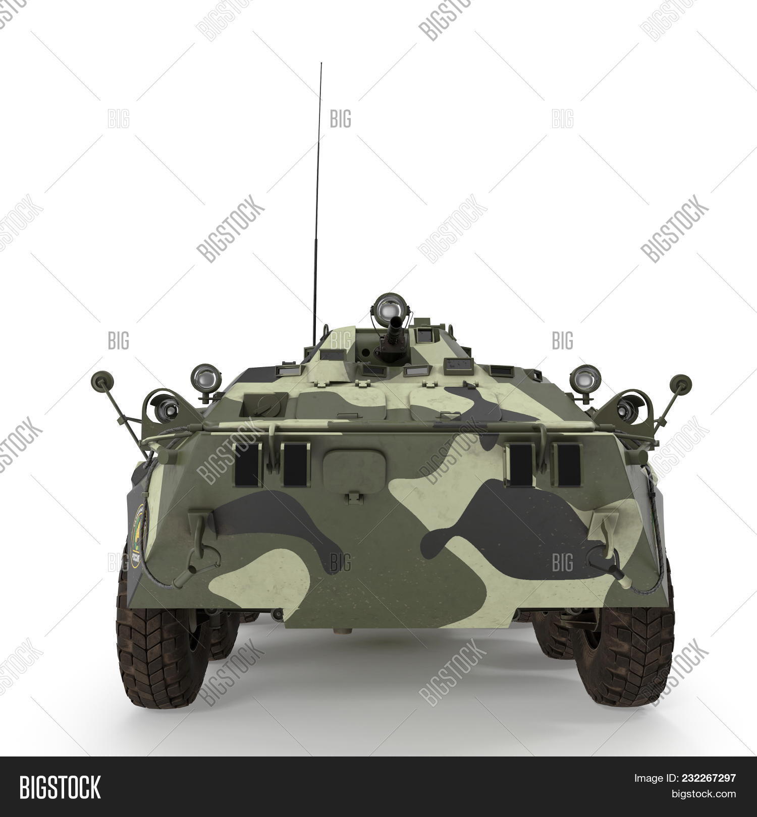 Btr-80 Amphibious Armoured Personnel Carrier On White Background. Front ...