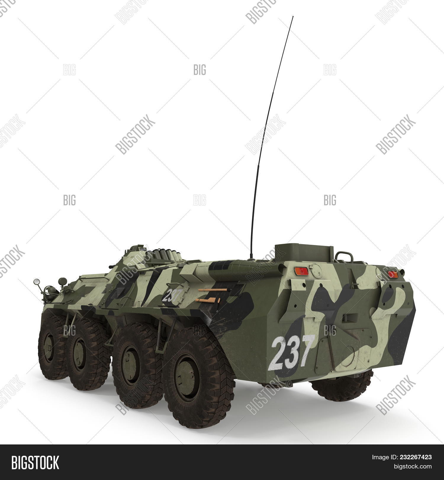 Btr-80 Amphibious Armoured Personnel Carrier On White Background. 3d ...