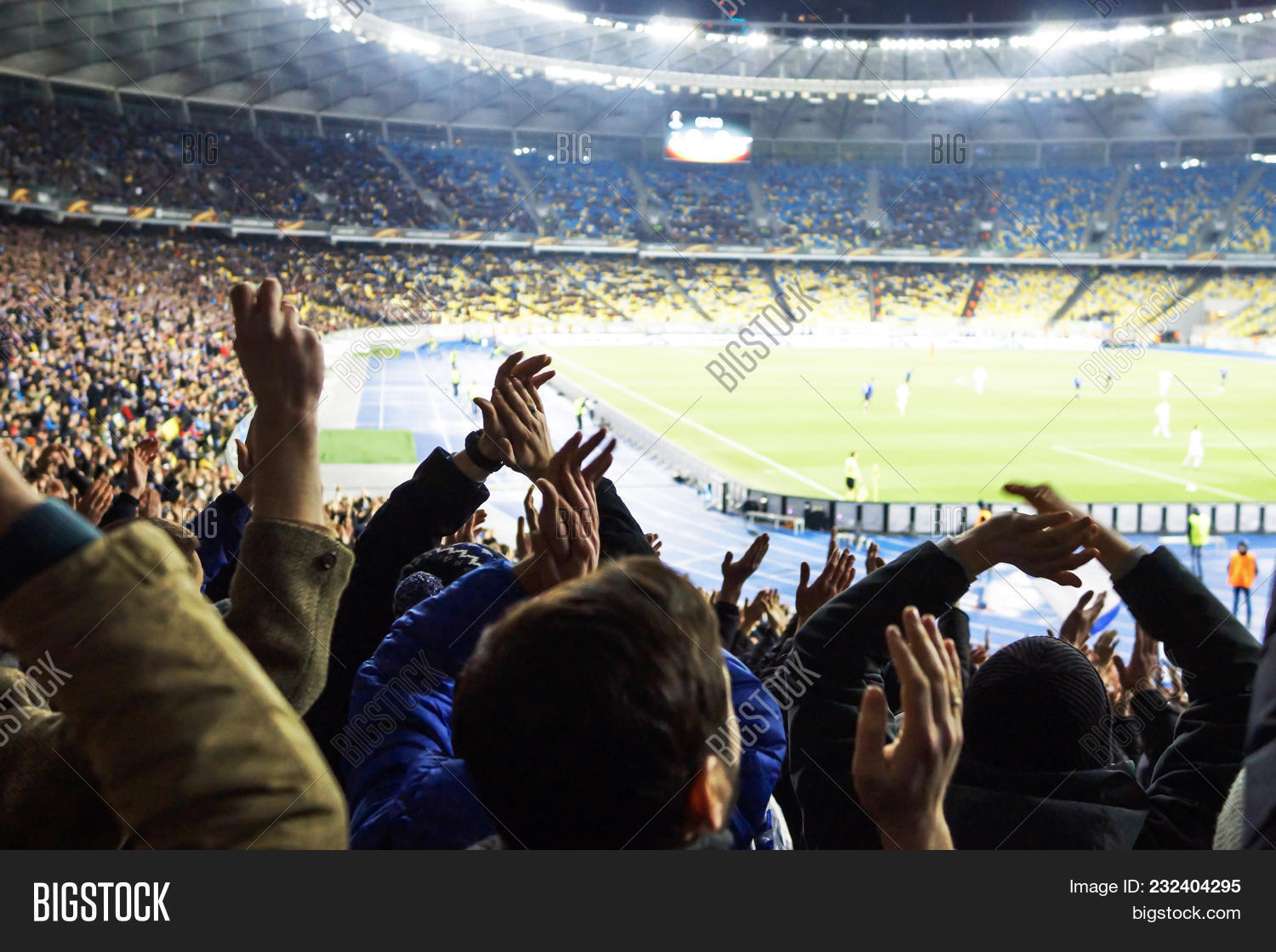 Football- Soccer Fans Support Their Team And Celebrate Goal In Full ...