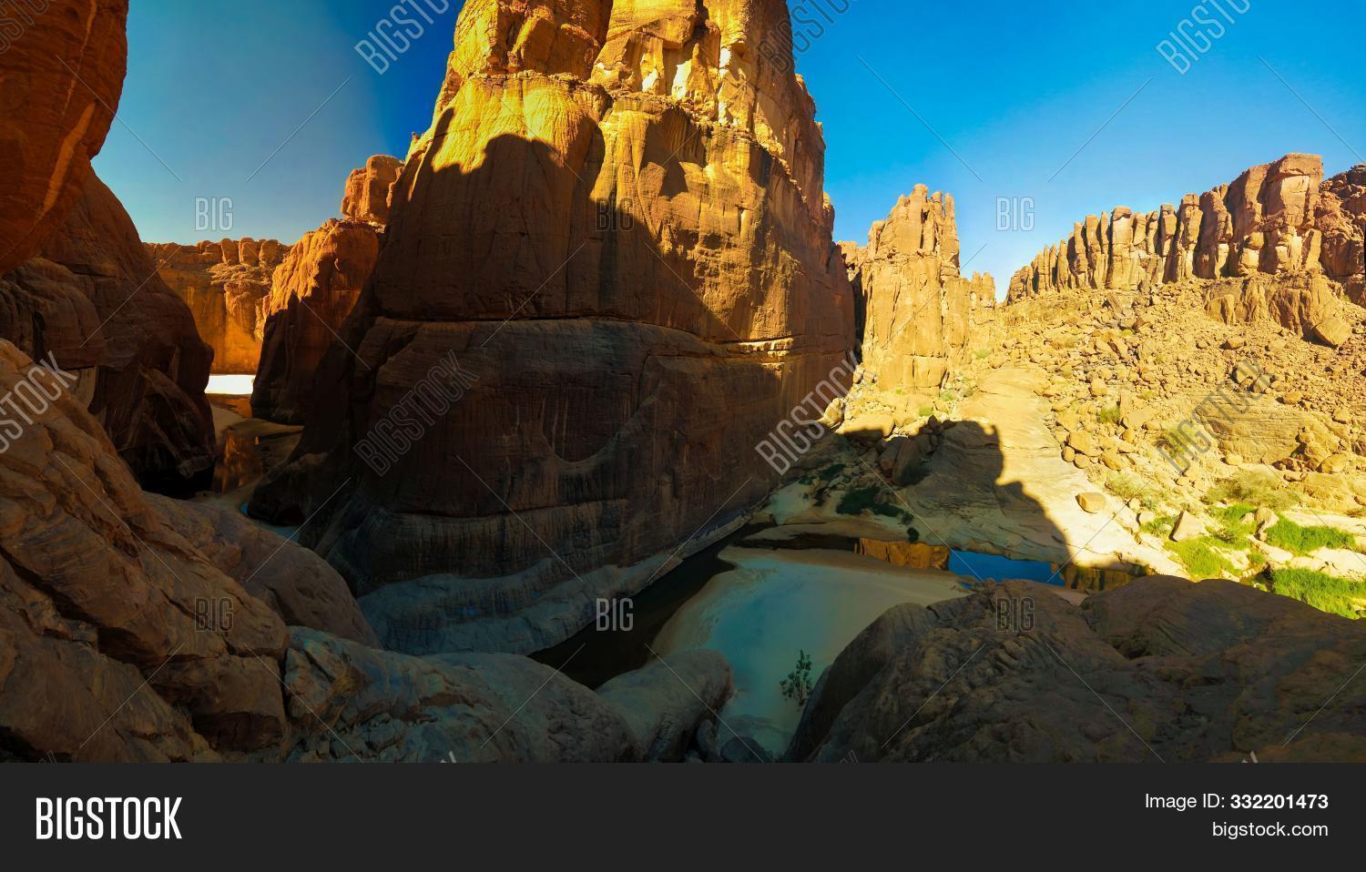 Panorama Inside Canyon Aka Guelta D'archei In East Ennedi, Chad image ...