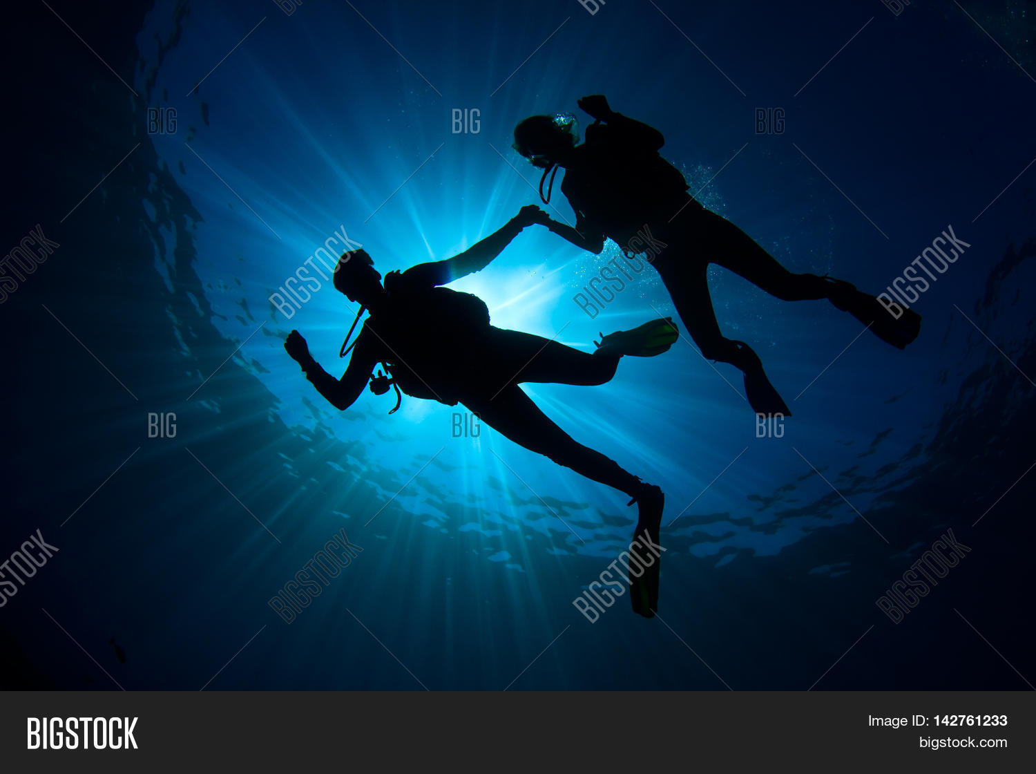 Scuba Dive. Couple scuba divers. Two people scuba diving. image & stock ...