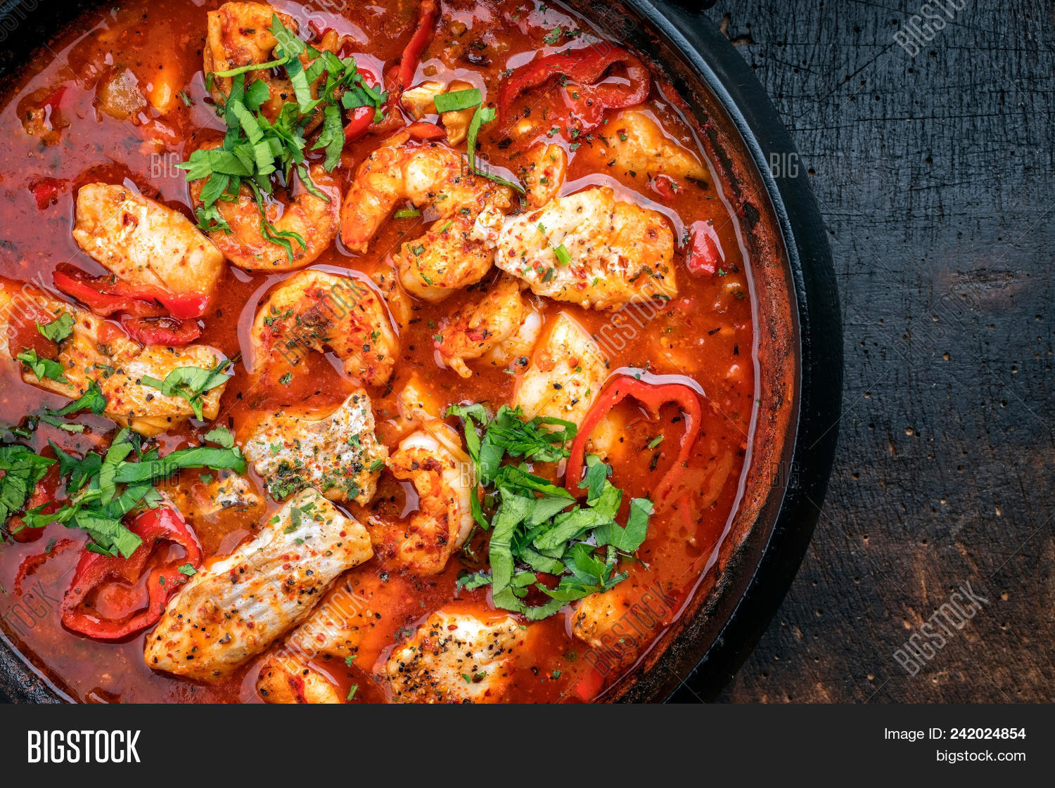 Traditional Creole cajun court bouillon with fish and seafood gumbo ...