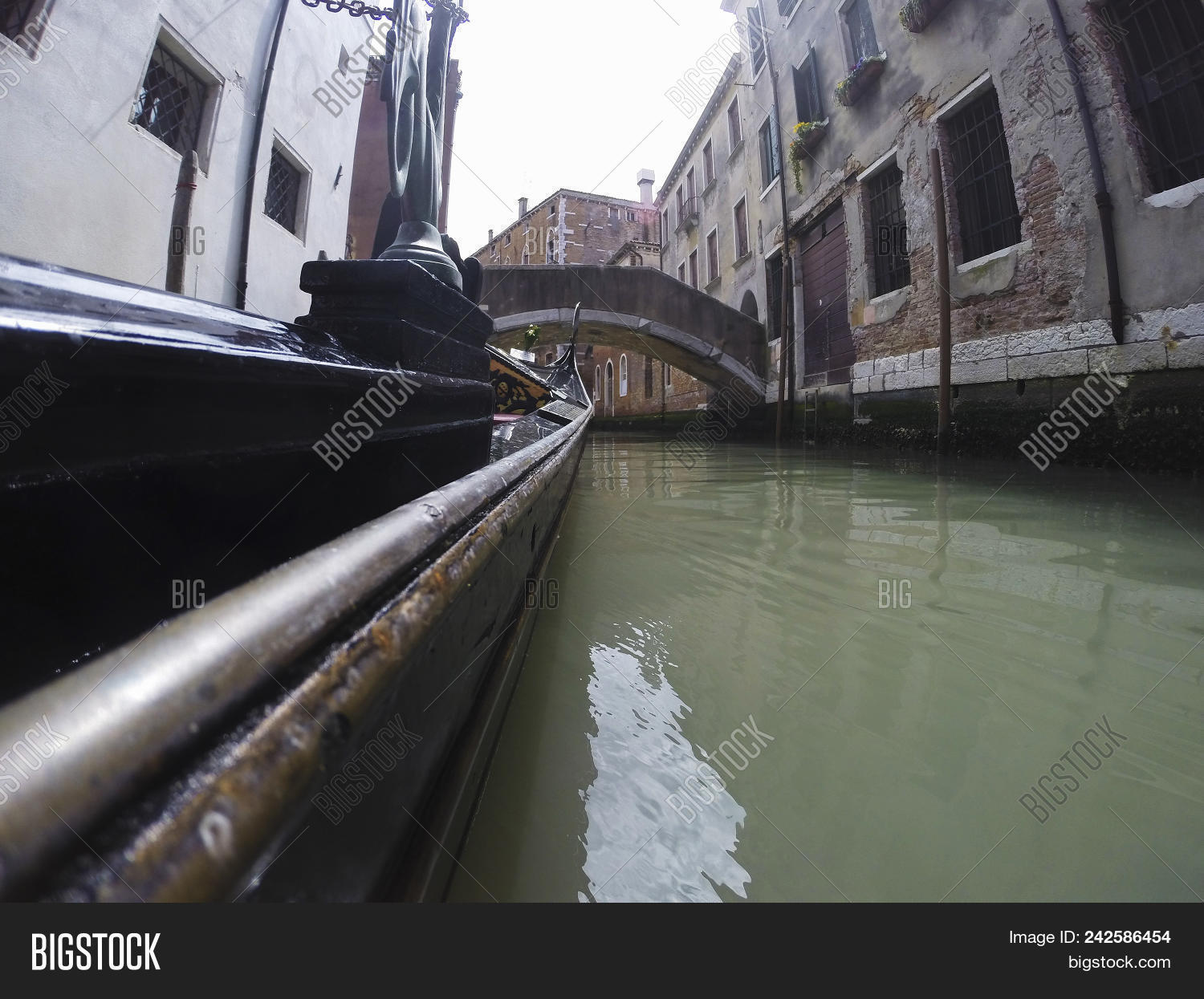 Venetian Gondola Between Old Buildings Side View image & stock photo ...