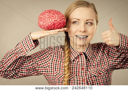 Intellectual Expressions, Being Focused Concept. Closeup Of Attractive ...