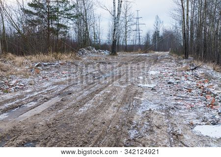 The Bad Ground Or Soil Rural Or Suburb Winter Road Or Way With Ice ...