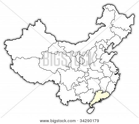 Map Of China, Guangdong Highlighted image & stock photo. 34290179