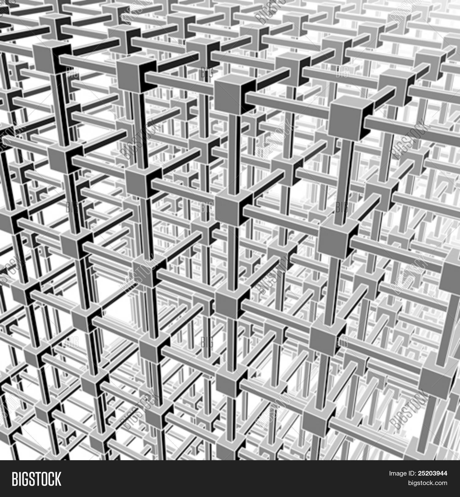 Cubic space division. All colors easy for change. Inspired a drawing of M. C. Escher image ...
