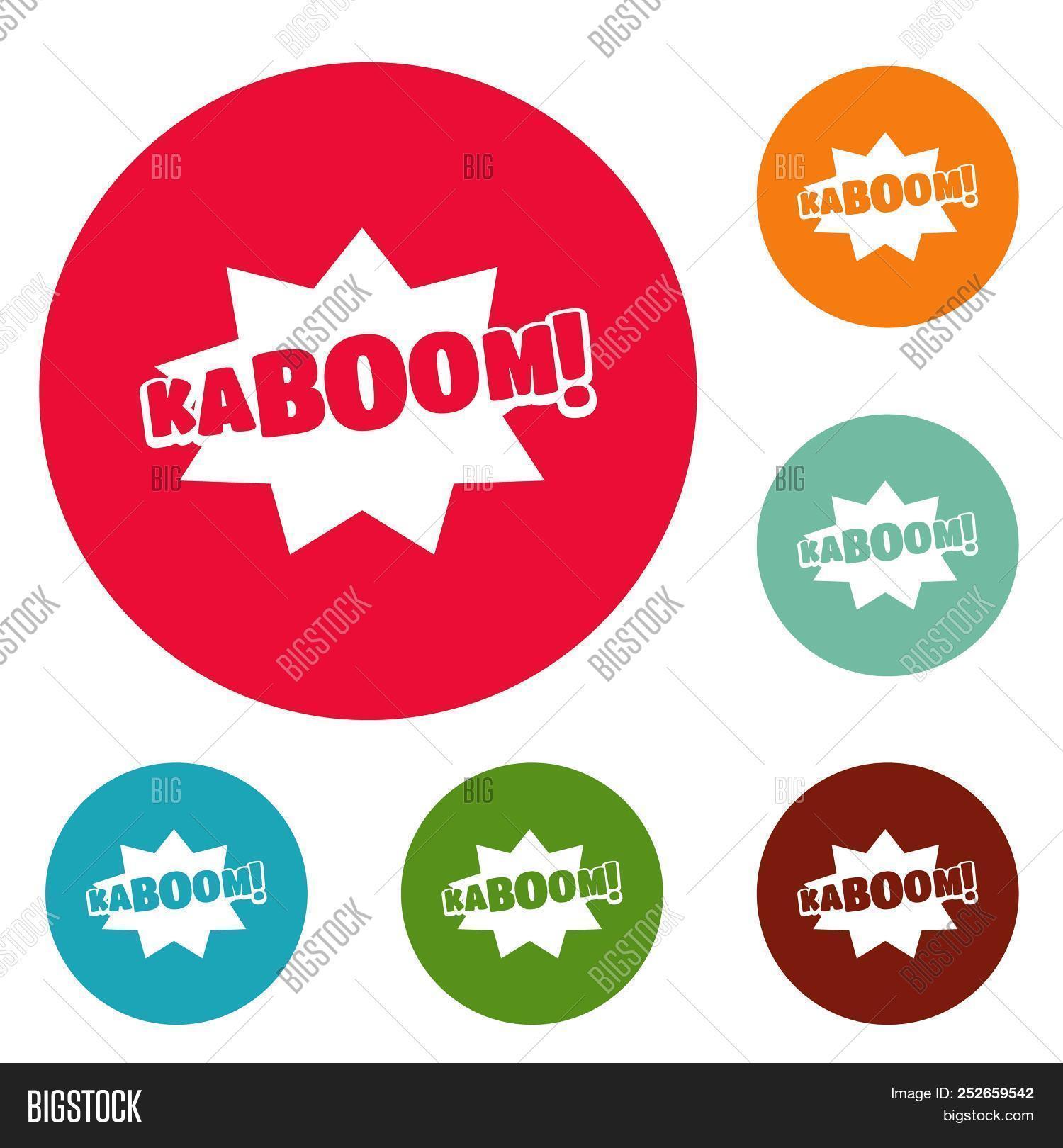 Comic Boom Kaboom Icons Circle Set Isolated On White Background image ...