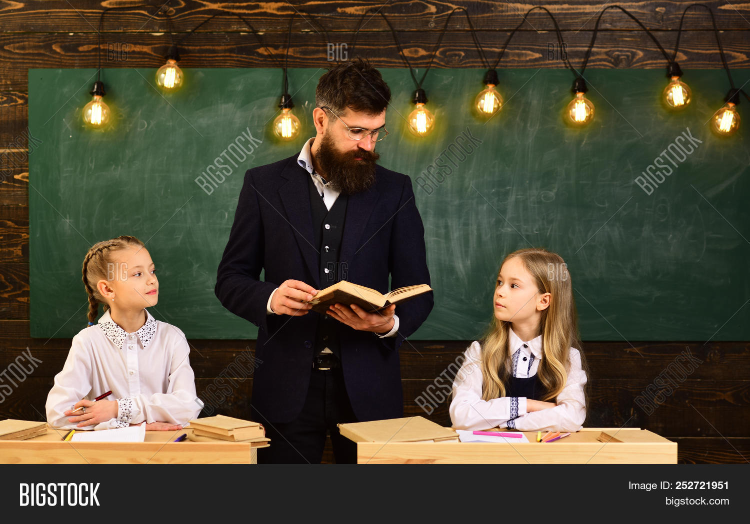 School Lesson. School Lesson Of Two Small Girls. Little Girls And ...