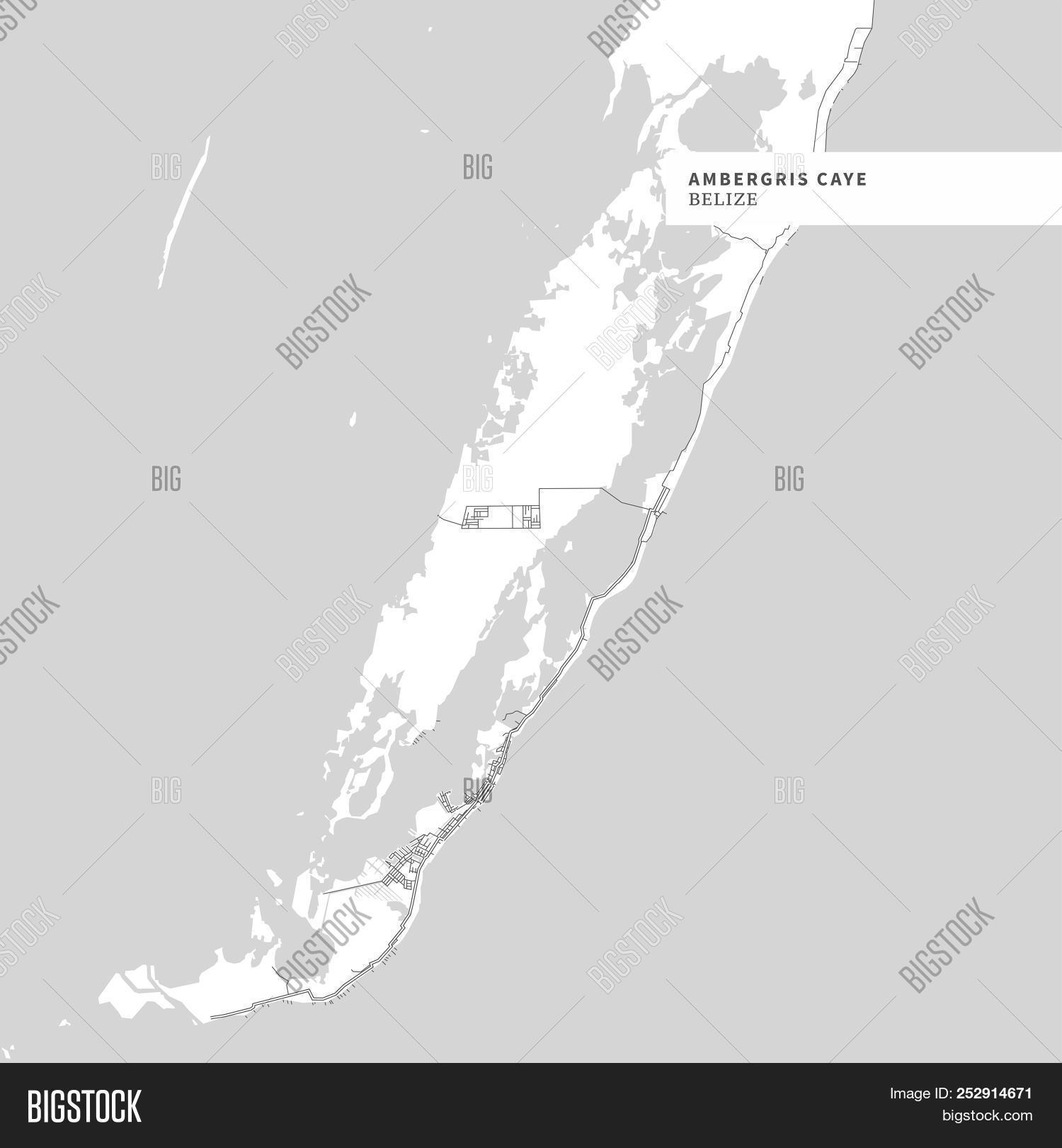 Map Of Ambergris Caye Island, belize, Contains Geography Outlines For ...