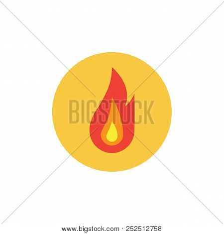 Fire Flame In Circle Flat Icon, Vector Sign, Colorful Pictogram ...