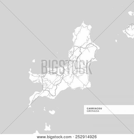 Map Of Carriacou Island, grenada, Contains Geography Outlines For Land ...