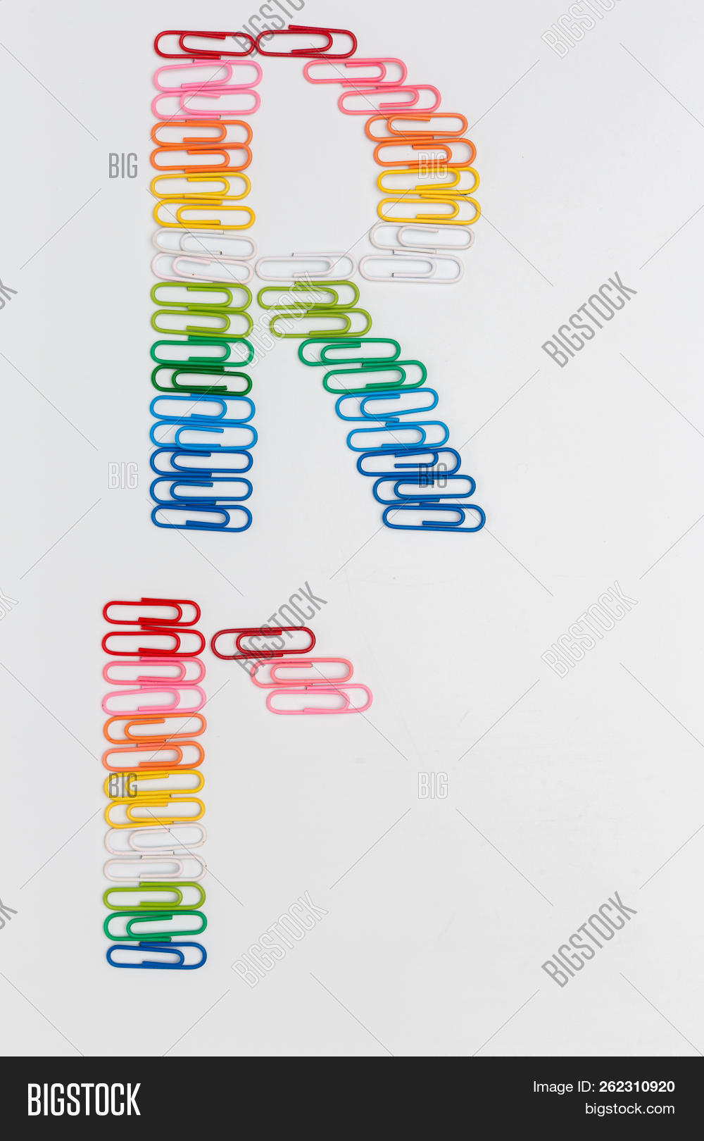 Alphabet R Made From Color Paper Clips On White Background. Uppercase ...