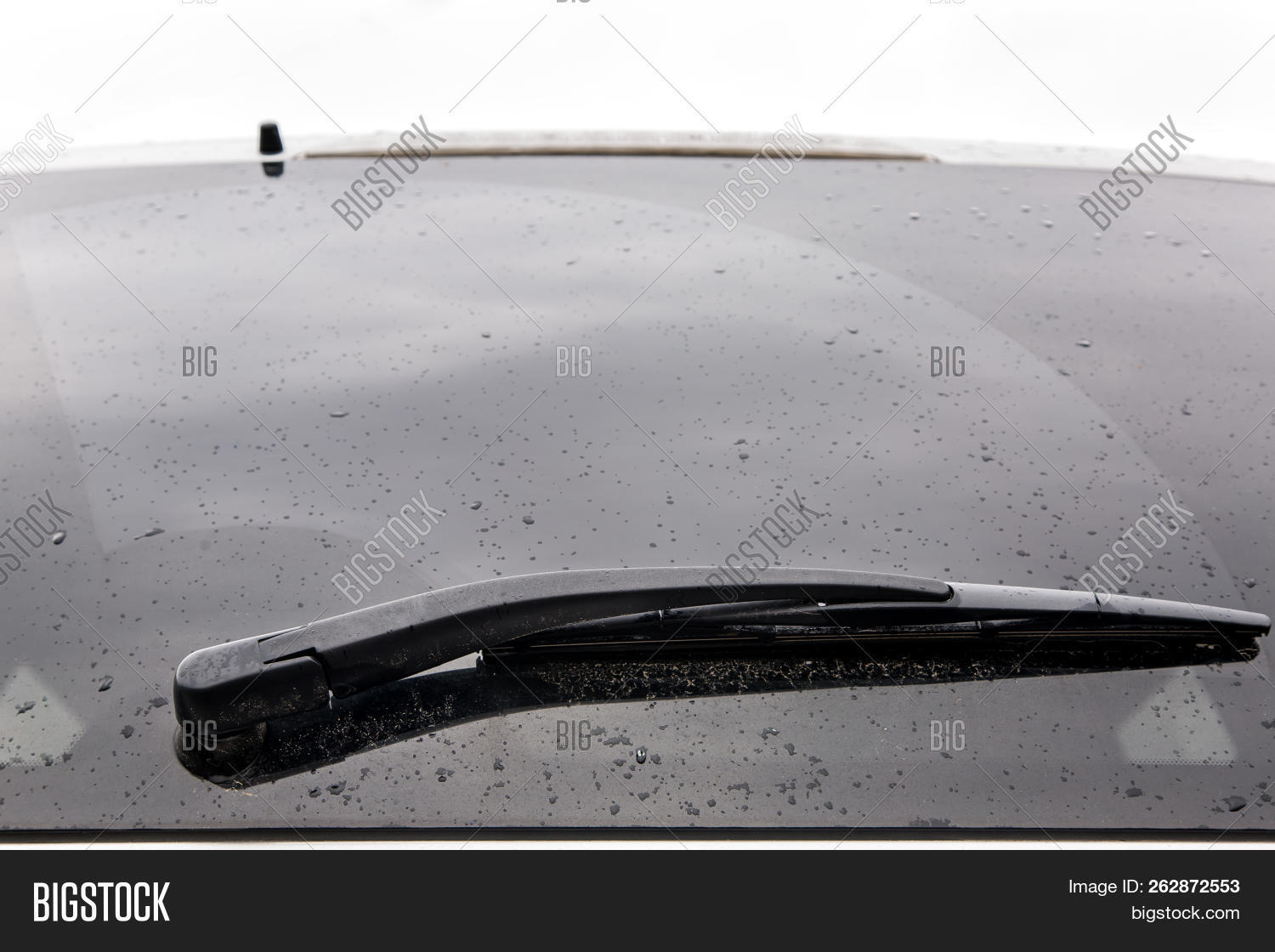 Wet Dirty Car Window With Sharpness On The Car Wiper, Bottom View ...