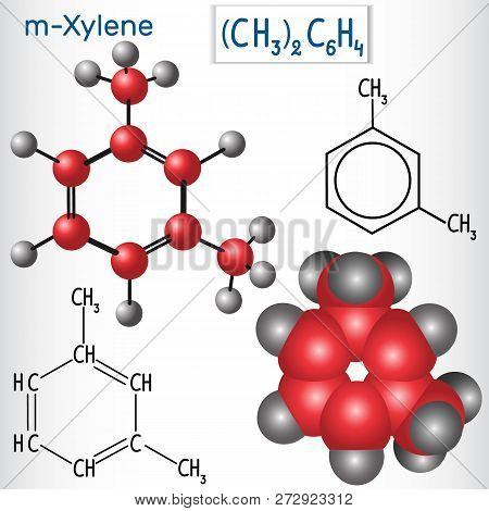 Meta-xylene (m-xylene) Molecule - Structural Chemical Formula And Model ...