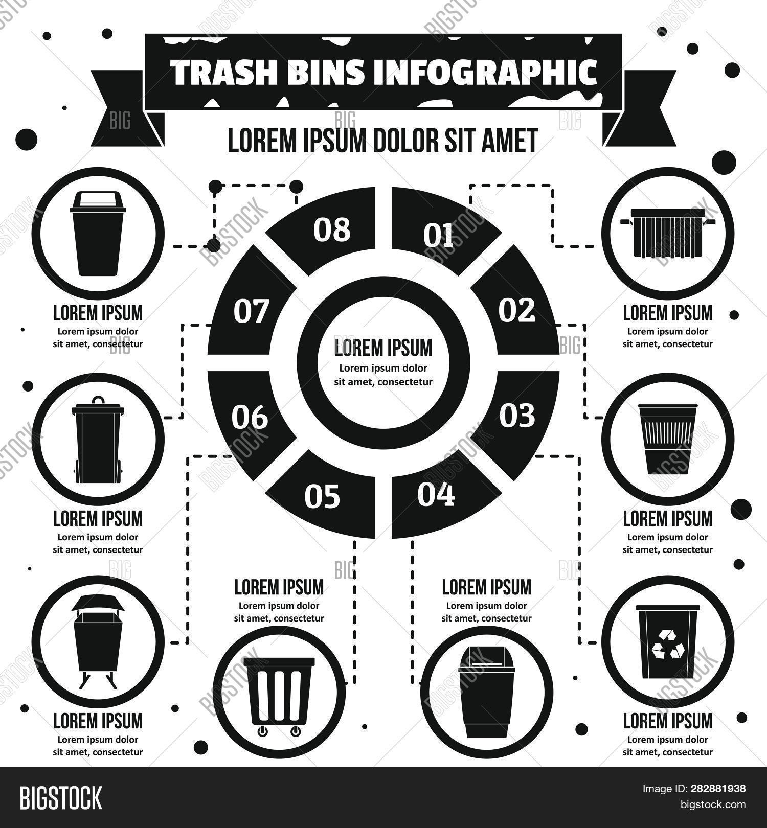 Trash Bins Infographic Banner Concept. Simple Illustration Of Trash ...