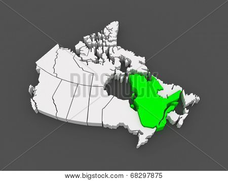 Map of Quebec. Canada. 3d image & stock photo. 68297875