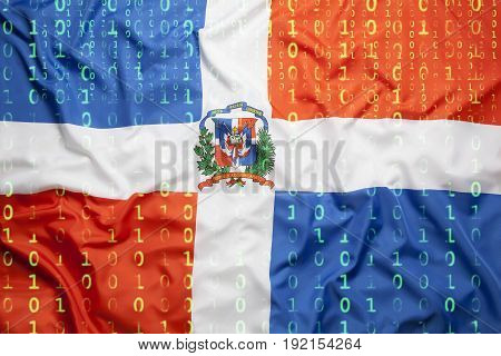 Binary Code With Dominican Republic Flag, Data Protection Concept ...