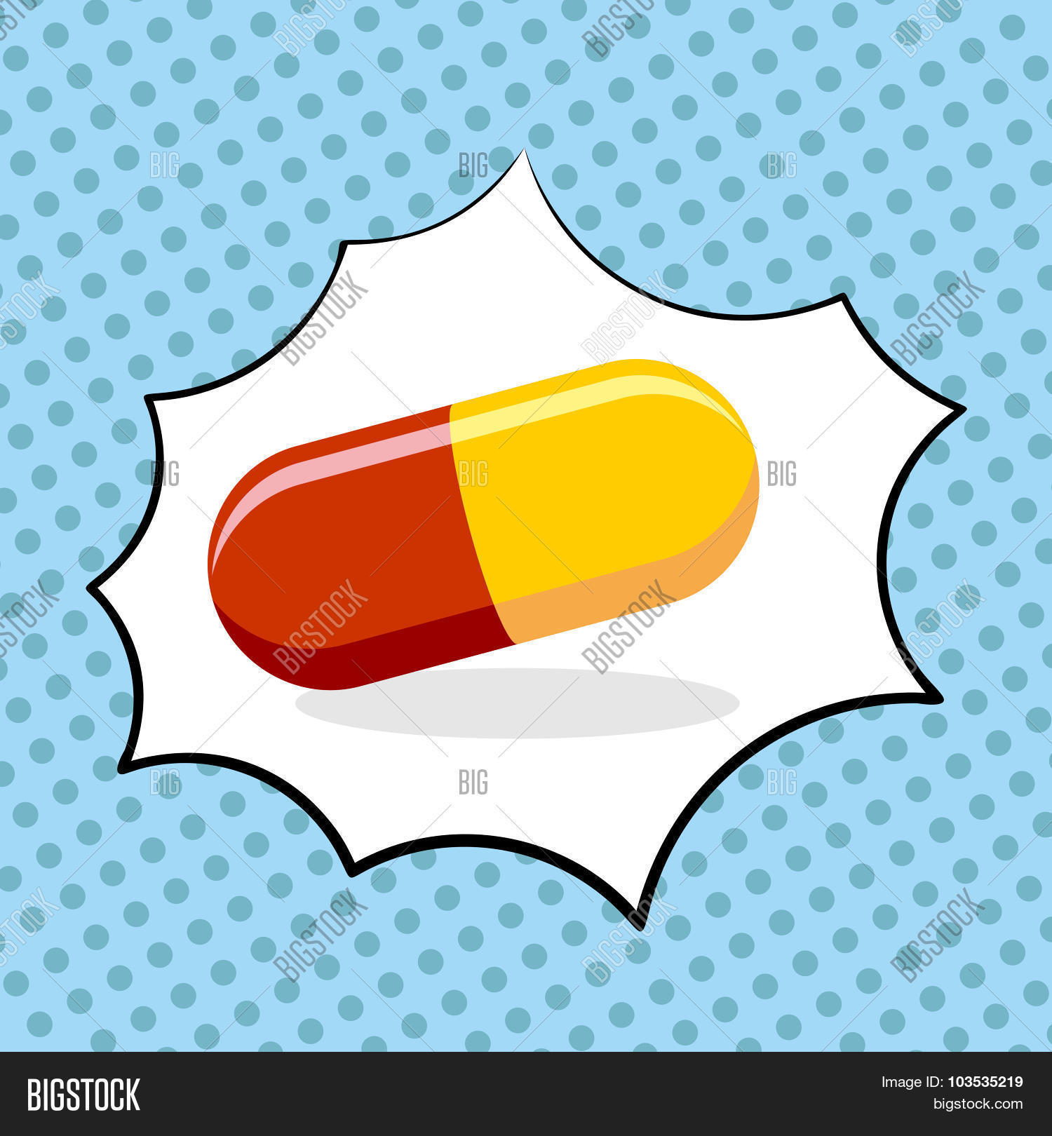 Medicine Pill Pop Art. Medicinal Drugs. Vector Illustration image ...