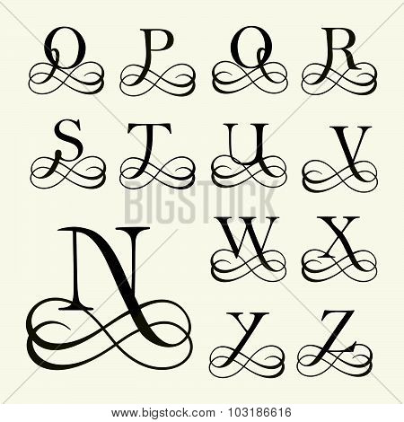 Vintage Set Capital Letter for Monograms and Logos. Beautiful Filigree ...