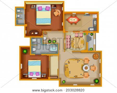 Top Views Drawing House Interiors Floor Plan Top View House Interior