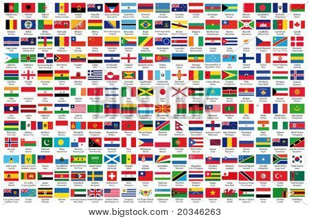 216 Official flags of the world in alphabetical order, with official ...