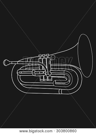 Simple White Line Drawing Of Outline Baritone Musical Instrument On A ...