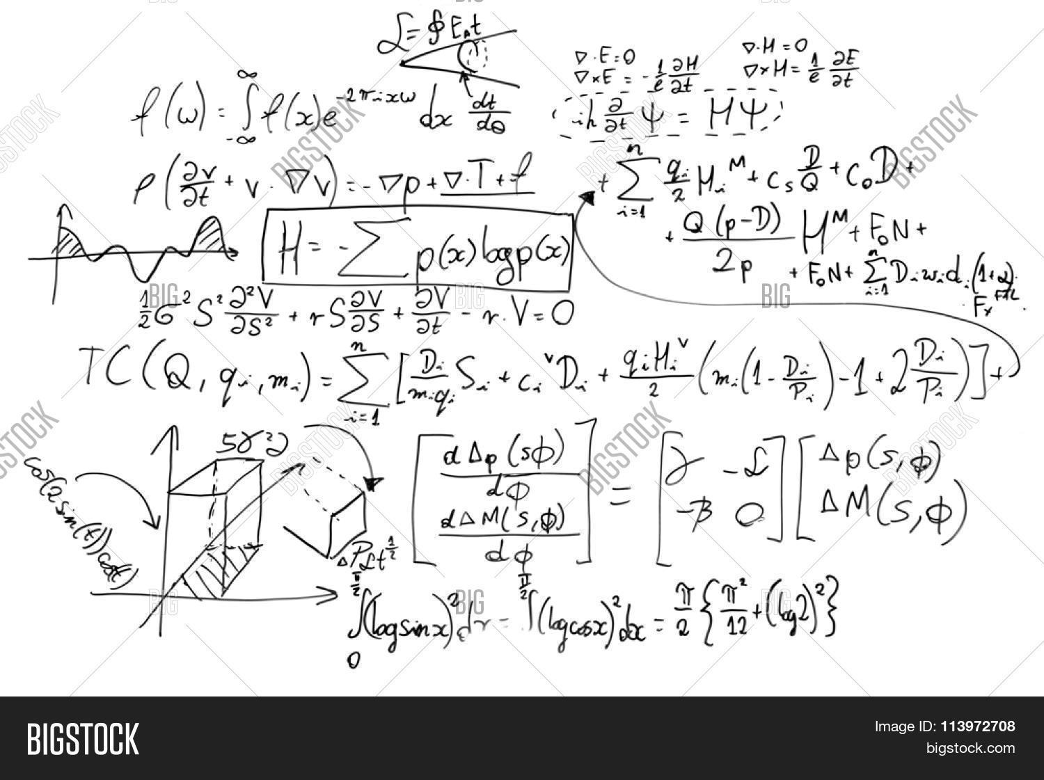 Complex Math Formulas On Whiteboard Mathematics And Science With 