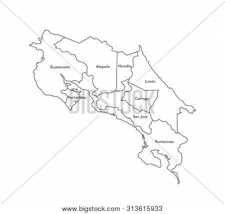 Vector Isolated Illustration Of Simplified Administrative Map Of Costa ...