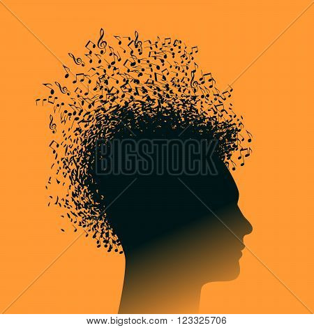 A man with musical note hair for print or web use - Stock Image ...