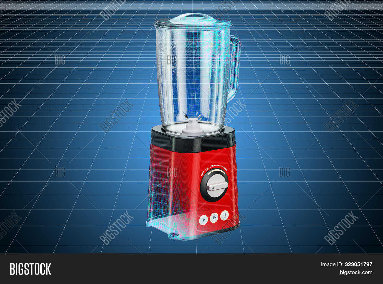 Visualization 3d Cad Model Of Blender, Blueprint. 3d Rendering image ...