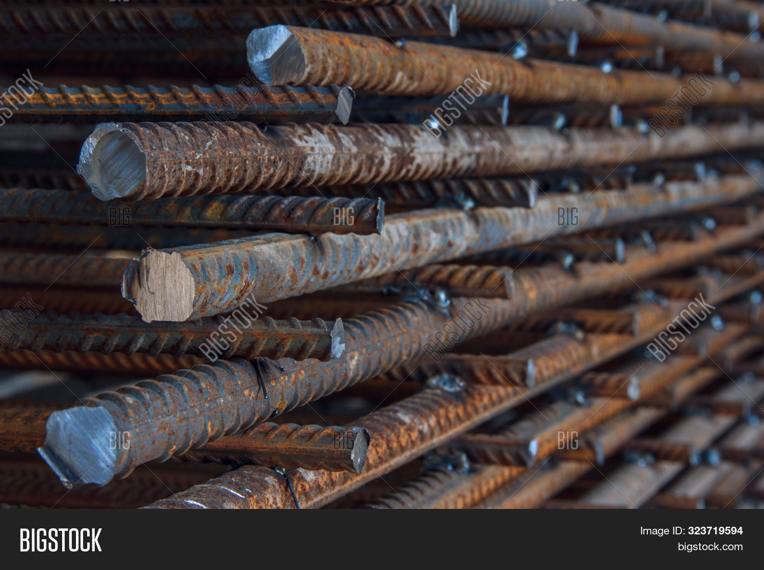 Industrial Background. Rebar Texture. Rusty Rebar For Concrete Pouring ...