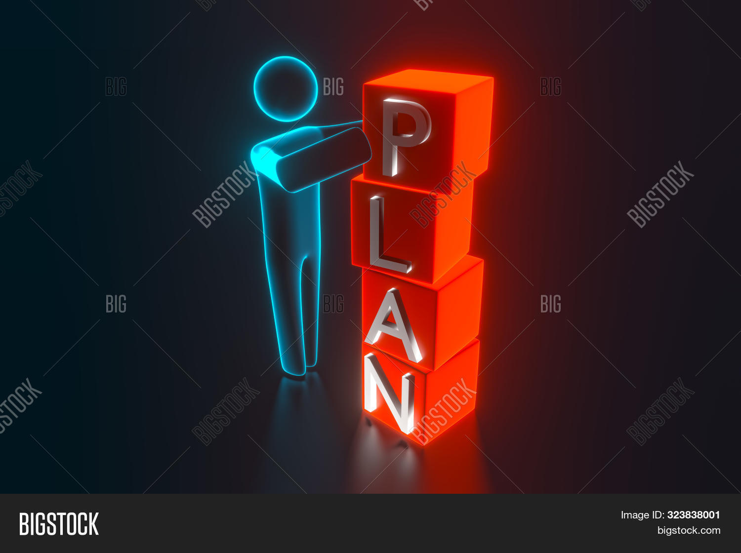 3d People - Man, Person And A Cubes With Word Plan. 3d Man With Plan ...