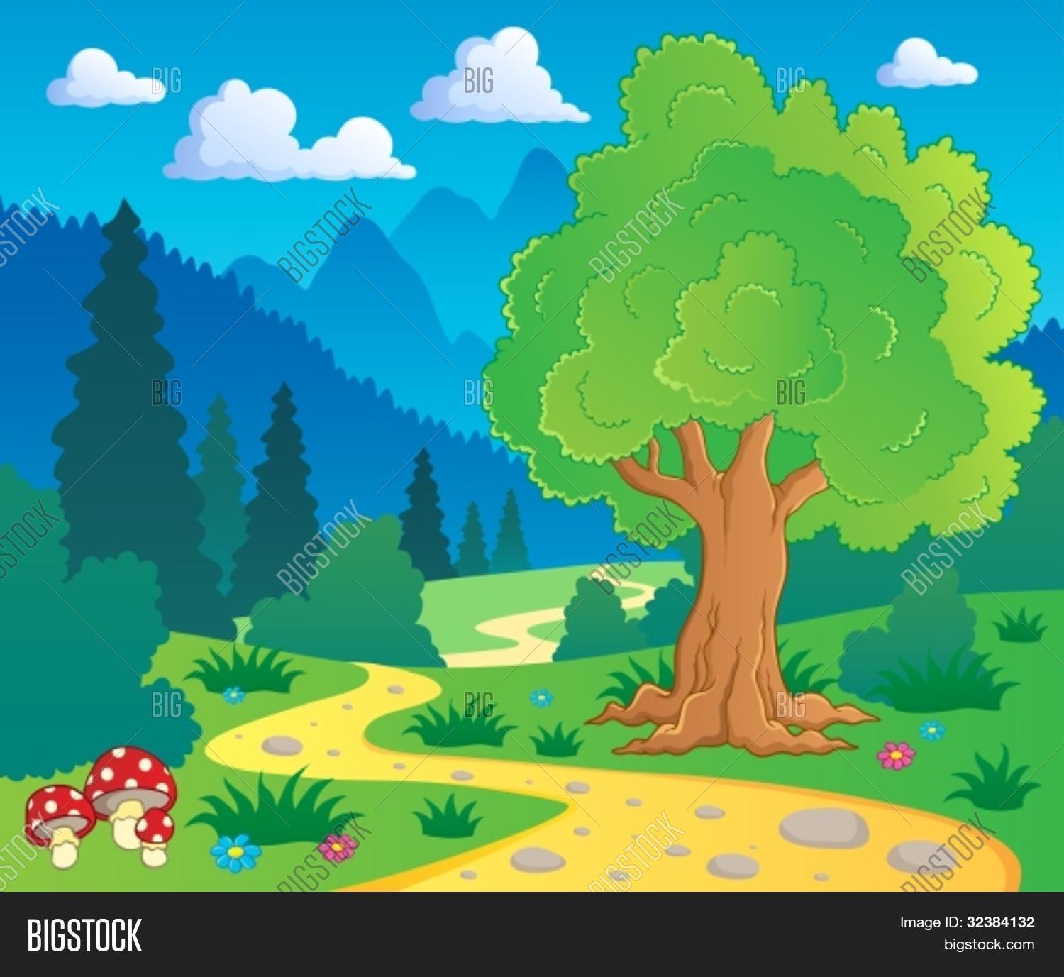 Cartoon forest landscape 8 - vector illustration. image & stock photo ...