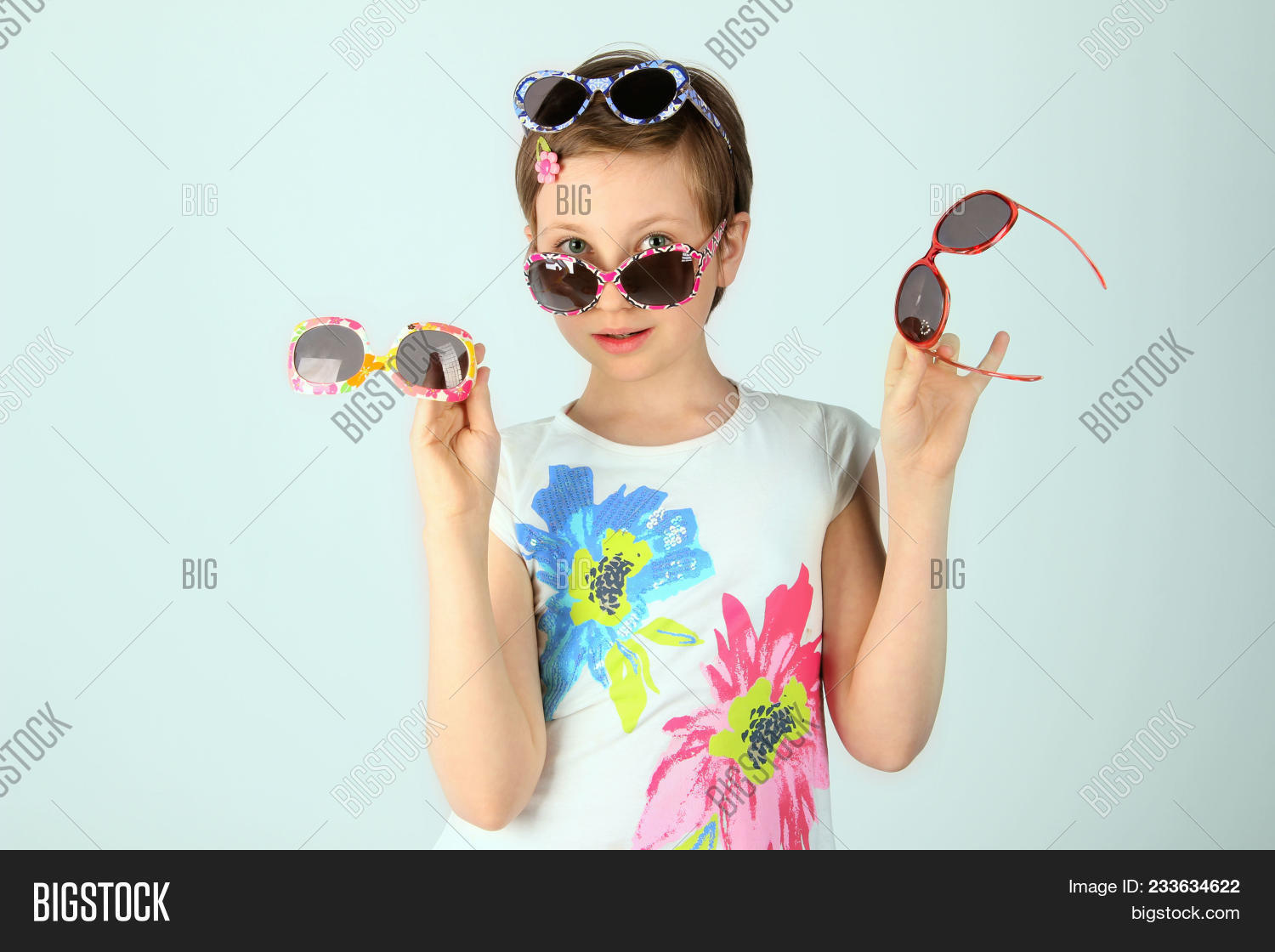 Full Length Portrait Of A Young Girl Wearing Funky Sunglasses.young ...