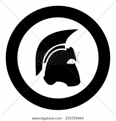 Spartan Helmet Icon Black Color In Circle Vector Illustration image ...