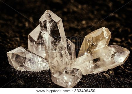 Pure Quartz Crystal Set, Rare Crystal With Mystical Properties. - Stock ...