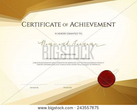 Luxury Certificate Template With Elegant Border Frame, Diploma Design For Graduation Or ...