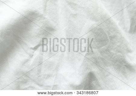 Close Up Shot Of Wrinkled White Cotton Shirt Texture. Can See Detail Of ...