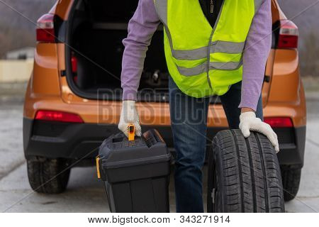 Concept Of Wearing A High-visibility Or Hi-vis Vest, During A Problem ...