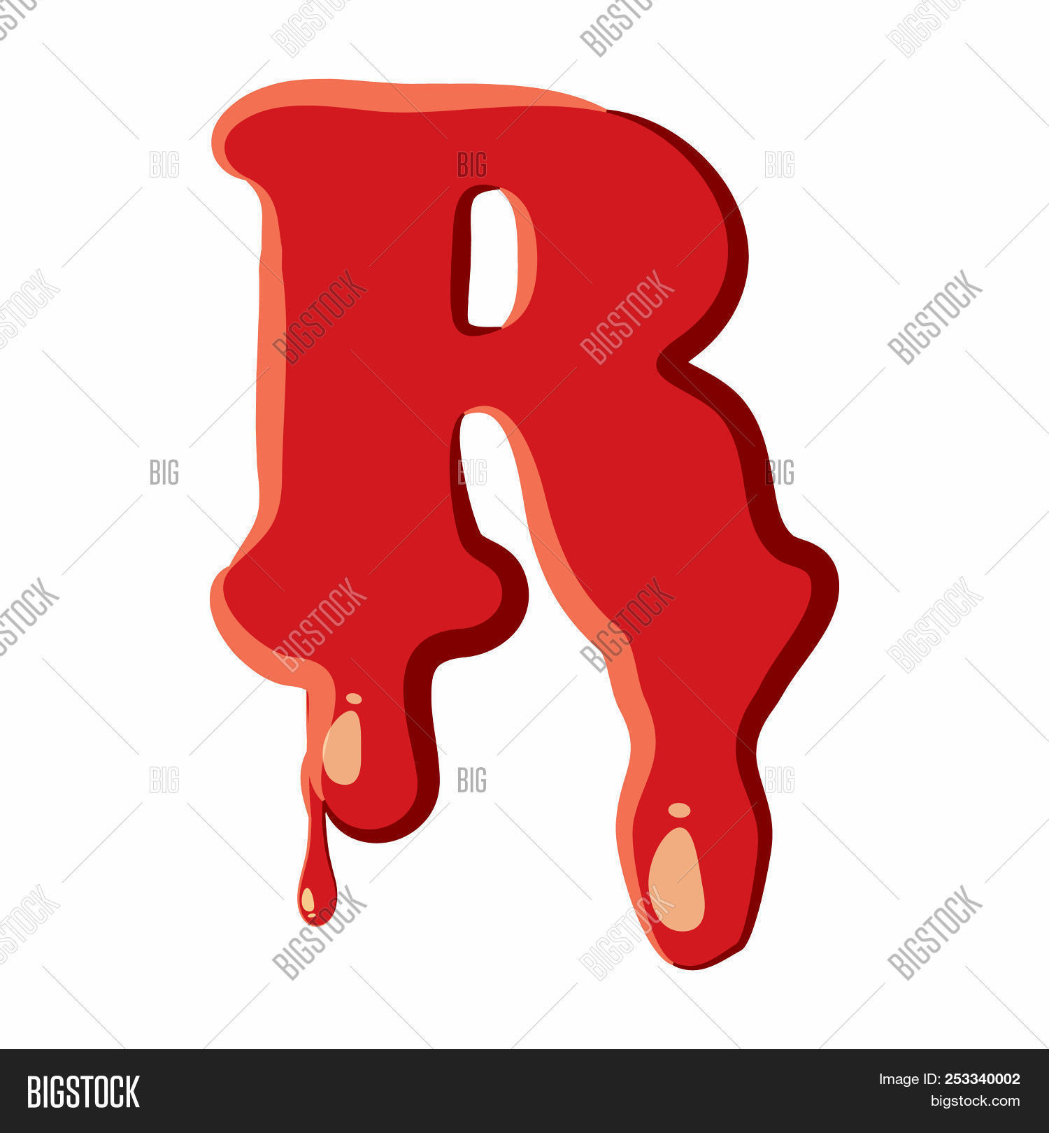 R Letter Isolated On White Background. Red Bloody R Letter Illustration ...