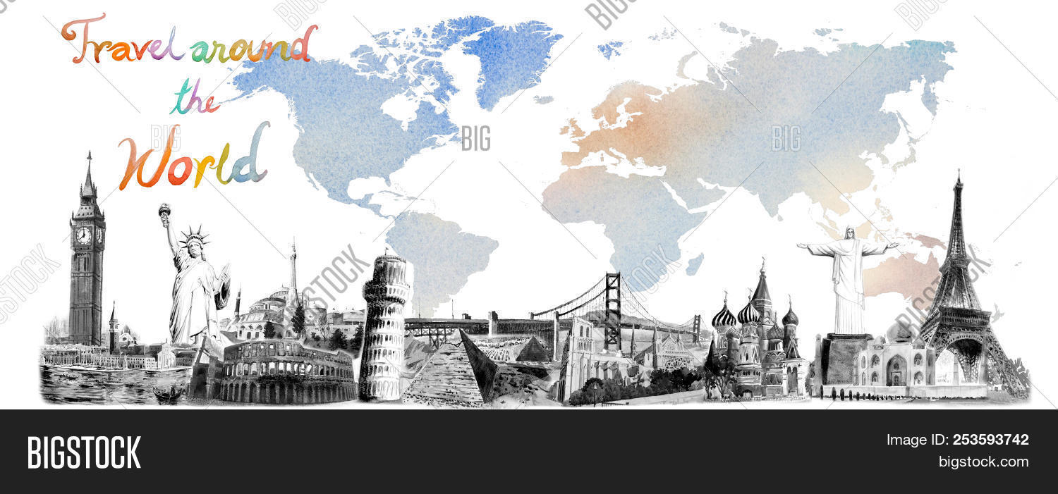 Travel Around The World And Sights. Famous Landmarks Of The World ...