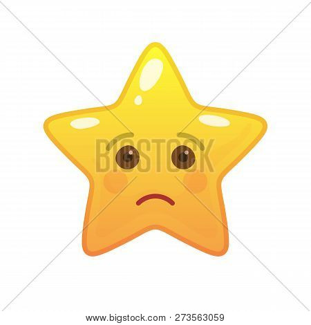 Sad Star Shaped Comic Emoticon. Tragic Face With Facial Expression ...
