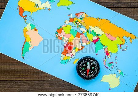 Travel Direction And Trip Planning Concept With Compass And Map Of The ...