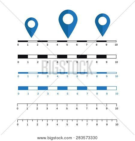 Map Scales Graphics For Measuring Distances. Scale Measure Map Vector ...